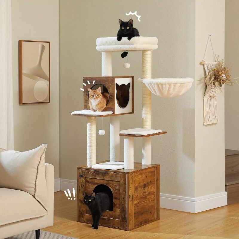 Fancy Cat Litter Tray Tree with Hammock