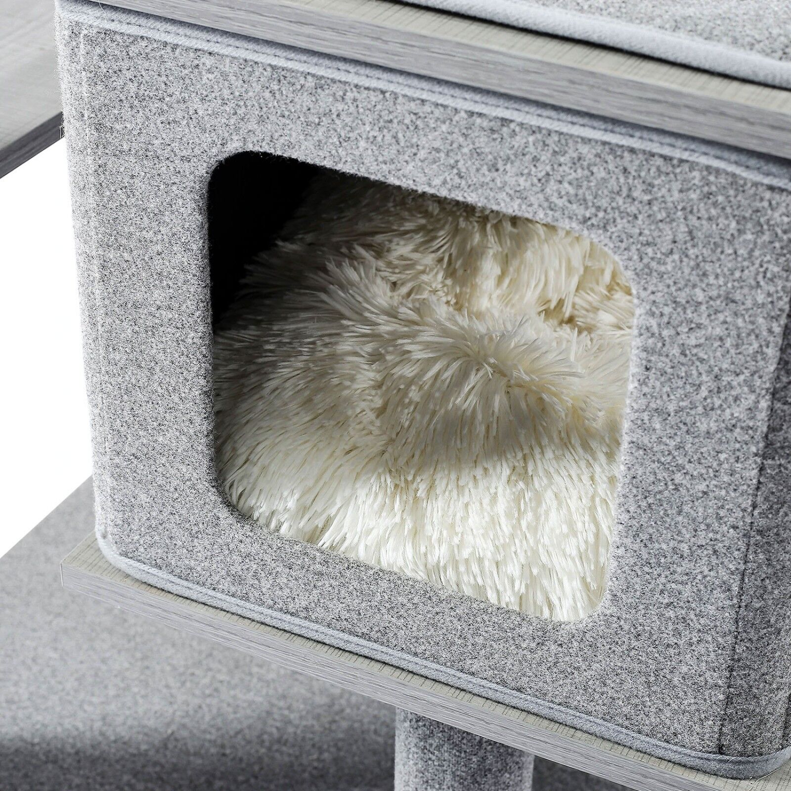 Modern Wooden Cat Tree with Sisal Posts for Large Cats