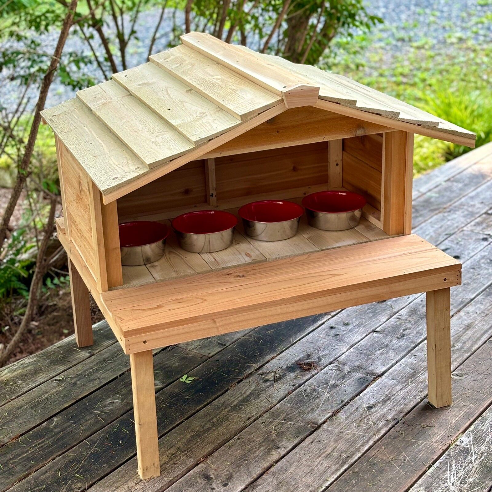 Elevated Cat Feeding Station for Multiple Feral/Stray Cats