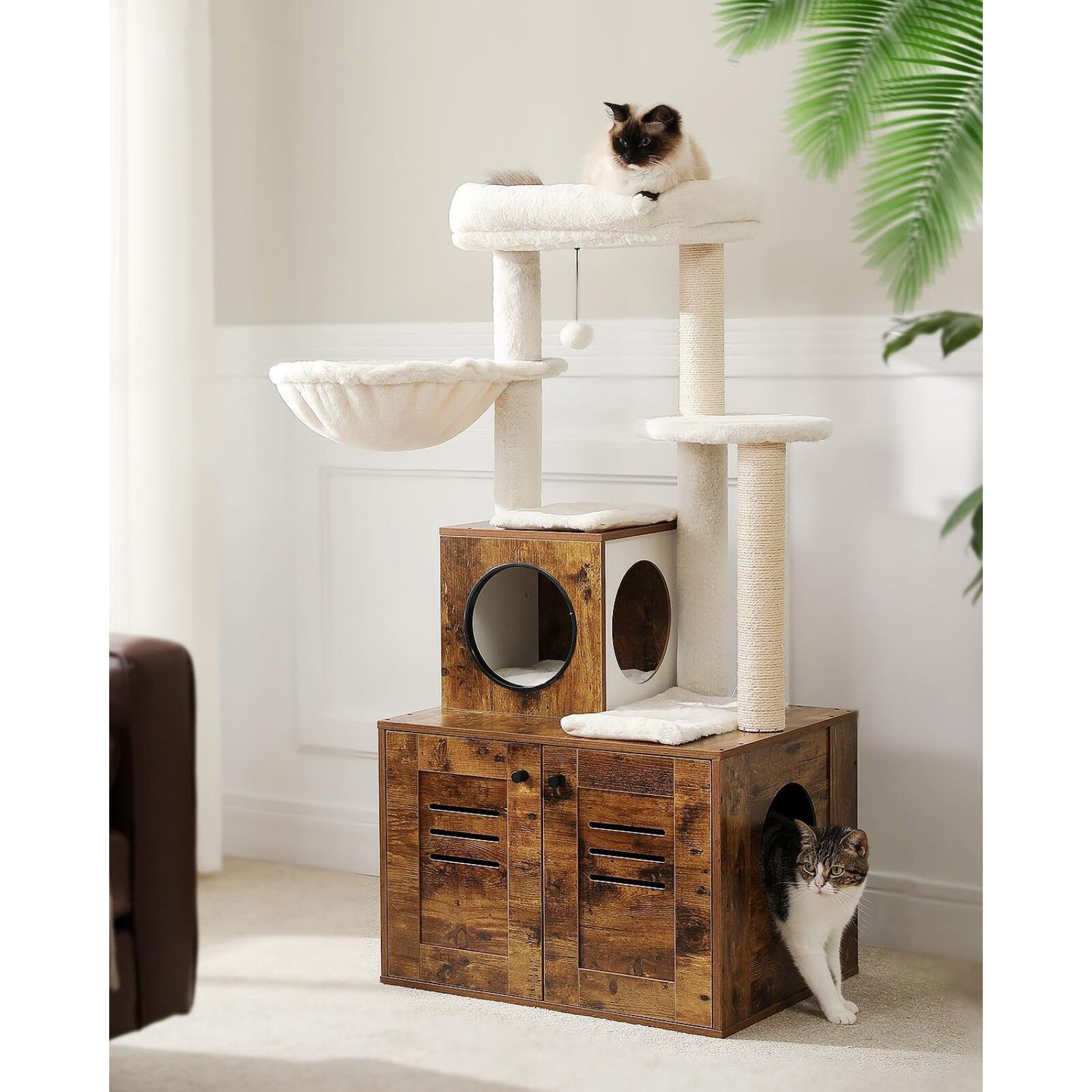 Cat Litter Tray Tree: Contemporary Wooden Cat Playground for Large Cats